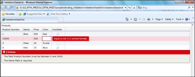 Windows developer future: New features in Silverlight 3: Binding & Validation